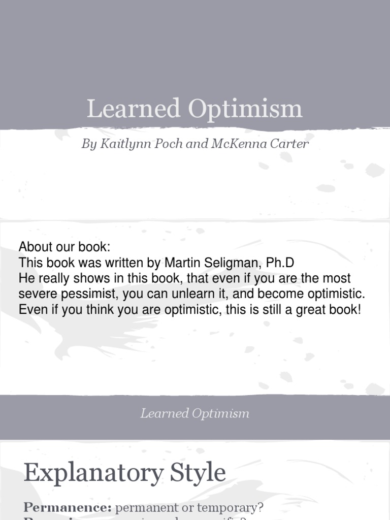 Learned Optimism | PDF | Optimism | Psychological Concepts