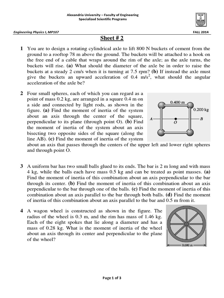 Assignment # 2 | PDF | Rotation Around A Fixed Axis | Mechanics