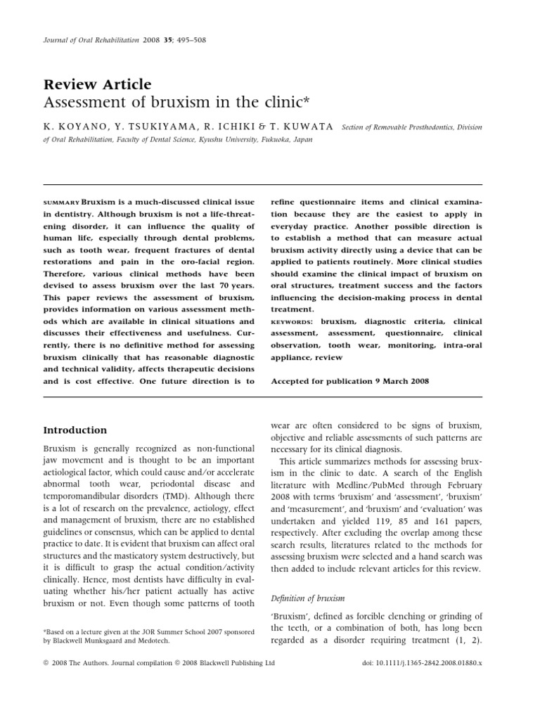 Assessment of Bruxism PDF | PDF | Dentistry | Mouth