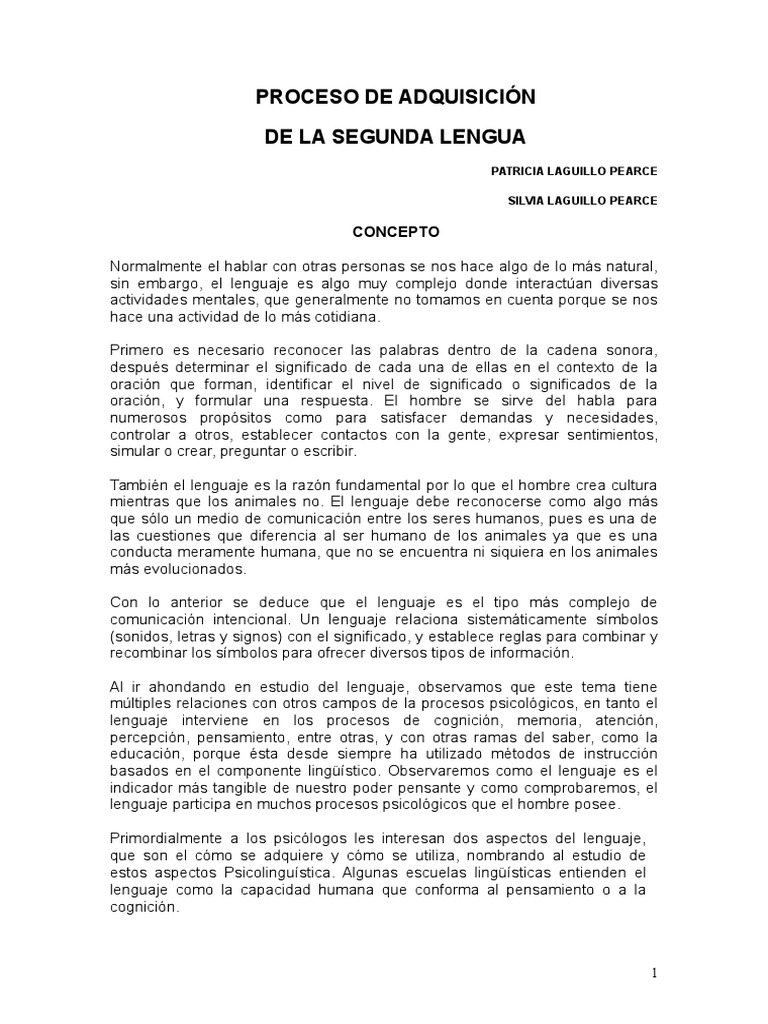 Aprendizaje de Una Segunda Lengua | PDF
