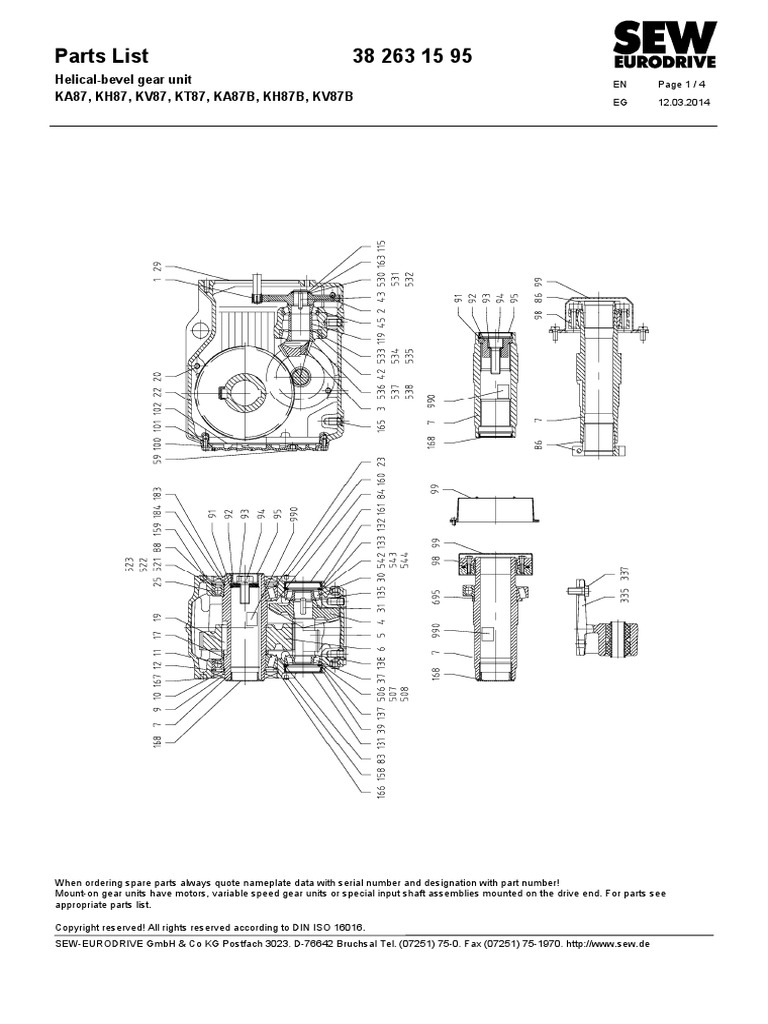 Corte de Motor SEW | PDF | Gear | Bearing (Mechanical)