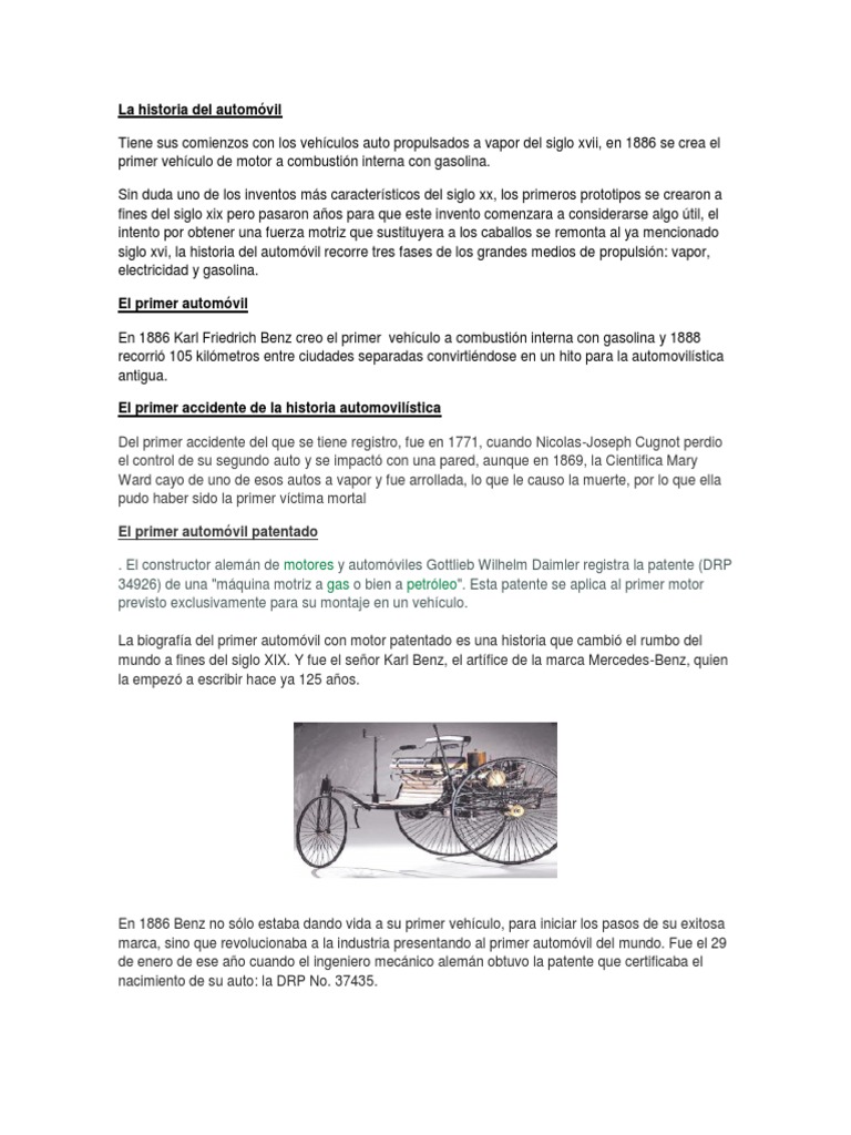 La Historia Del Automóvil | PDF | Coche | Máquinas
