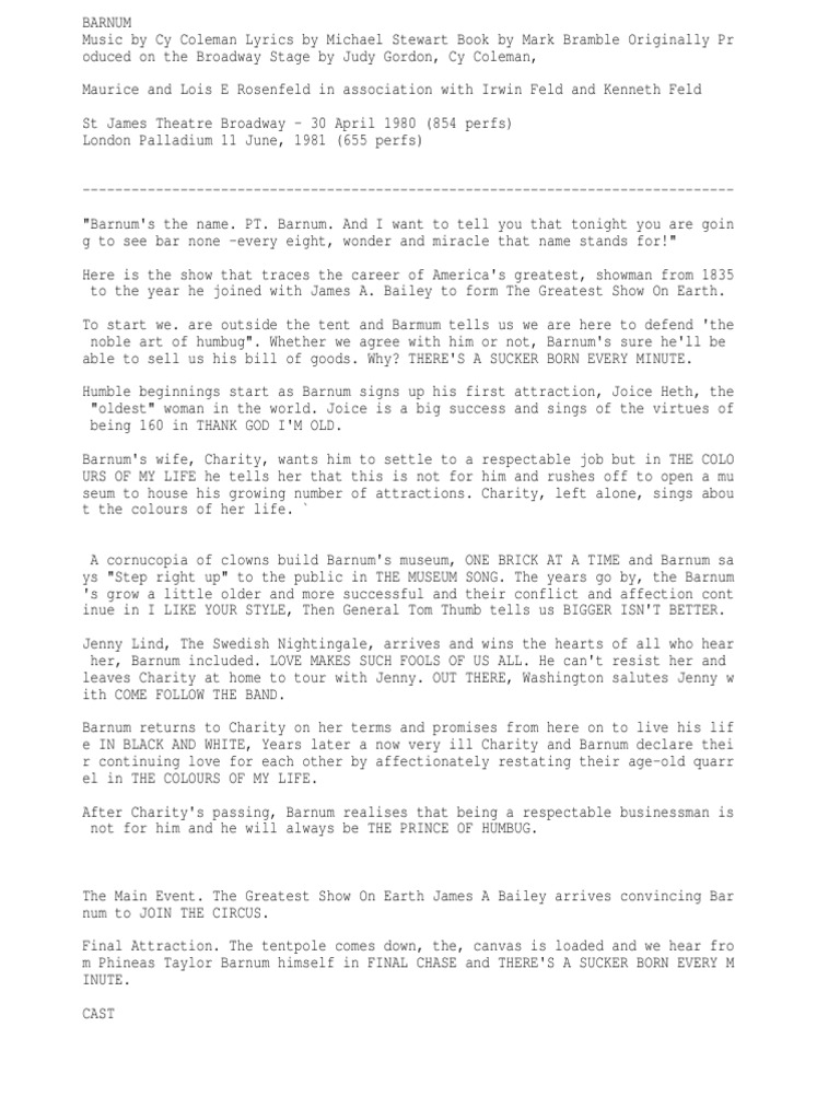 Barnum | PDF | P. T. Barnum | Performing Arts