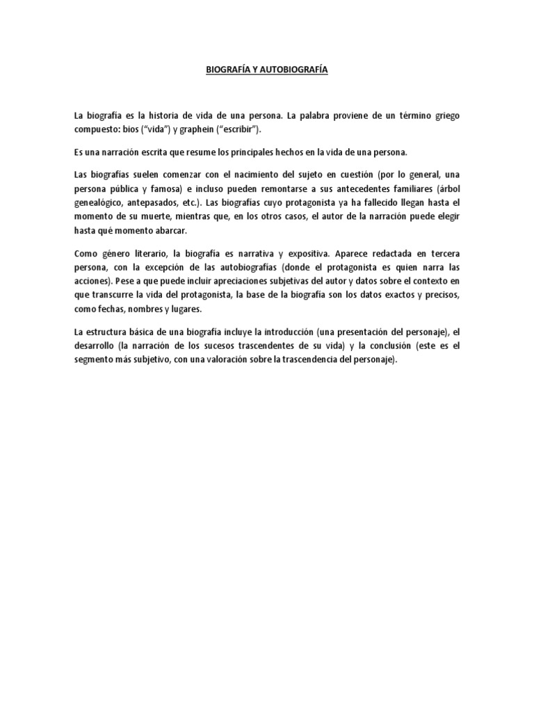 Biografía y Autobiografía: Estructura y Ejemplos | PDF