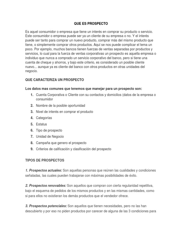 Que Es Prospecto | PDF | Cliente | Marketing