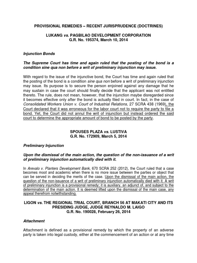 Provisional Remedies | PDF | Injunction | Commission On Elections ...