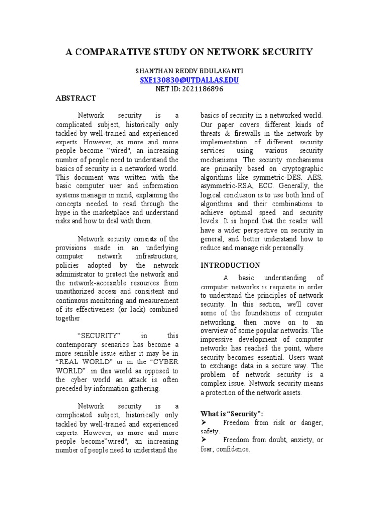 A Comparative Study on Network Security: An In-Depth Look at Threats ...