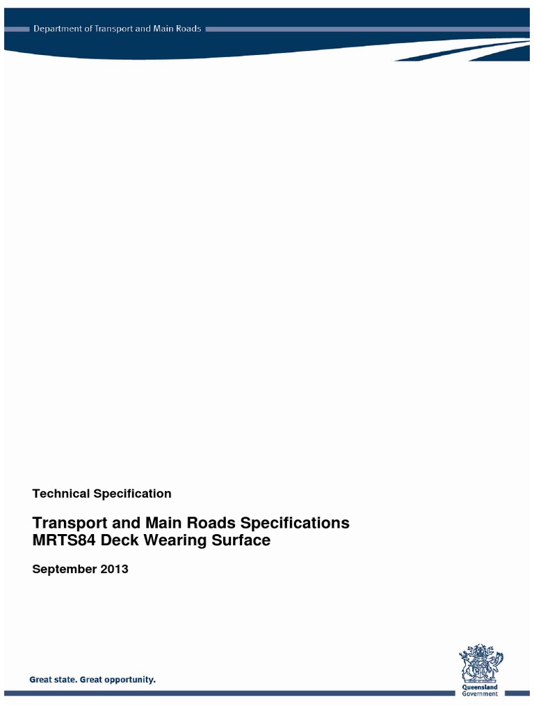 Transport and Main Roads Specifications Deck Wearing Surface MRTS84 ...