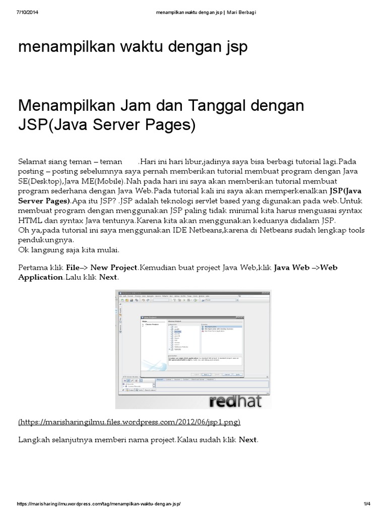 Menampilkan Waktu Dengan JSP | PDF