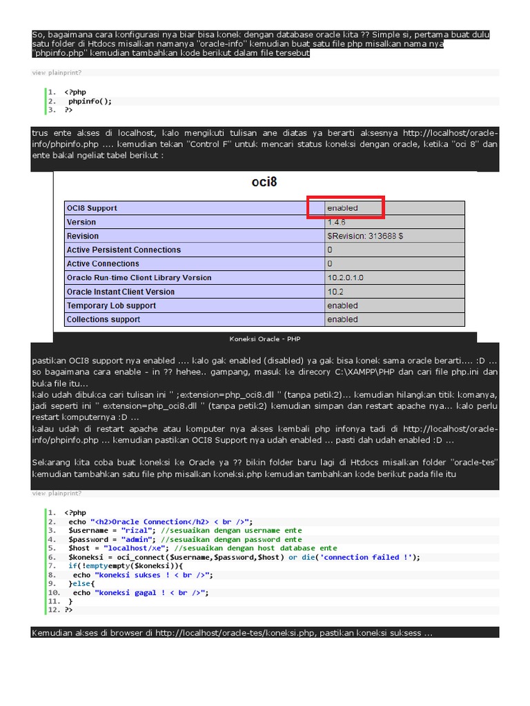 Tutorial Oracle - PHP Contoh Aplikasi Crud PHP - Oracle (Connection) | PDF | Karier ...