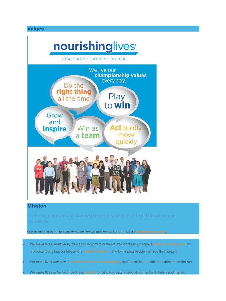 Values: Each Day Our Products and Actions Touch The Lives of Millions ...