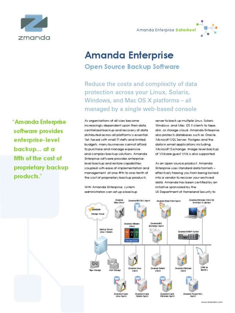 Amanda Enterprise Backup Solutions | PDF