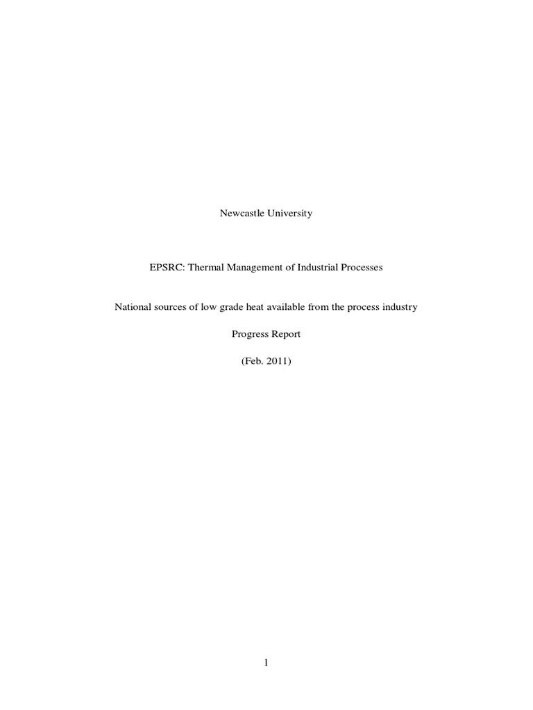 EPSRC Thermal Managemeng Progress Report Newcastle University 2 | PDF | Exergy | Natural Gas