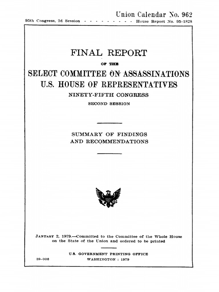 Final Report of House Select Committee On Assassinations | PDF | Lee ...