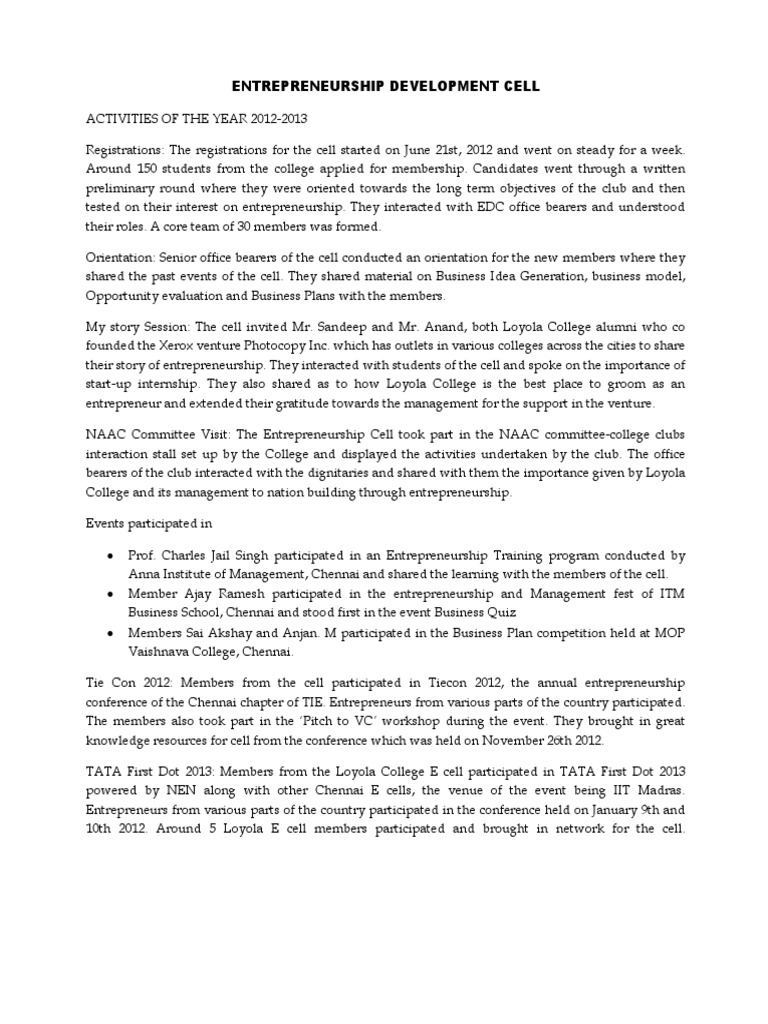 Ed Cell Report | PDF | Entrepreneurship | Cognition