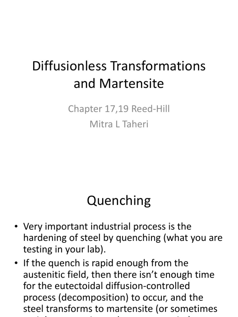 Diffusionless Transformations and Martensite: Chapter 17,19 Reed-Hill Mitra L Taheri | PDF ...