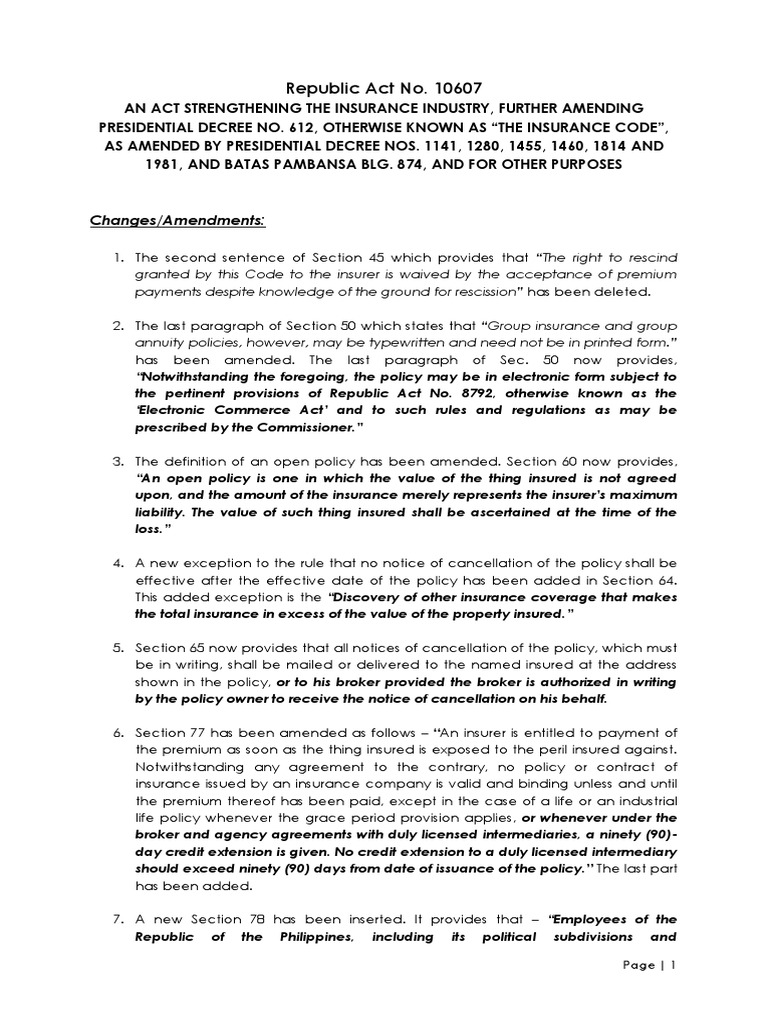 New Insurance Code of The Philippines | Download Free PDF | Insurance ...