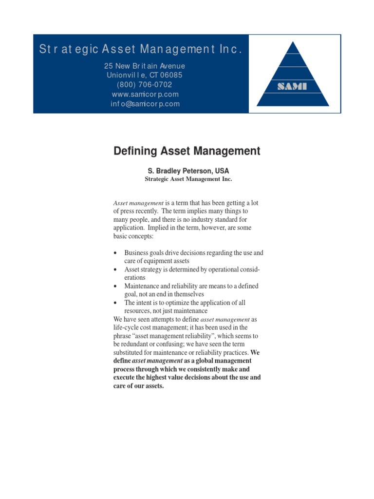 Defining Asset Management | PDF