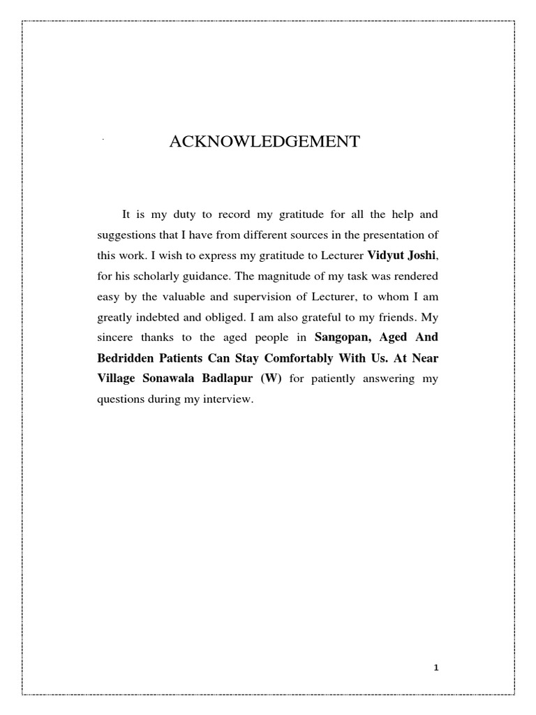 Acknowledgement | Pension | Family