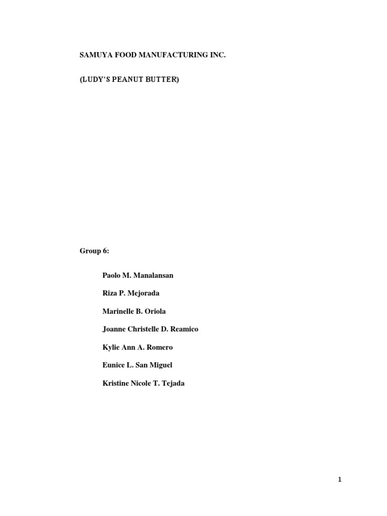 Samuya Food Manufacturing Inc. (Ludy'S Peanut Butter) | PDF | Peanuts ...