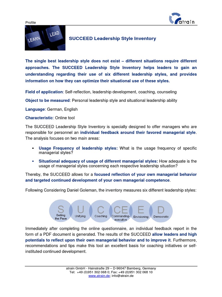 SUCCEED Leadership Style Inventory | PDF