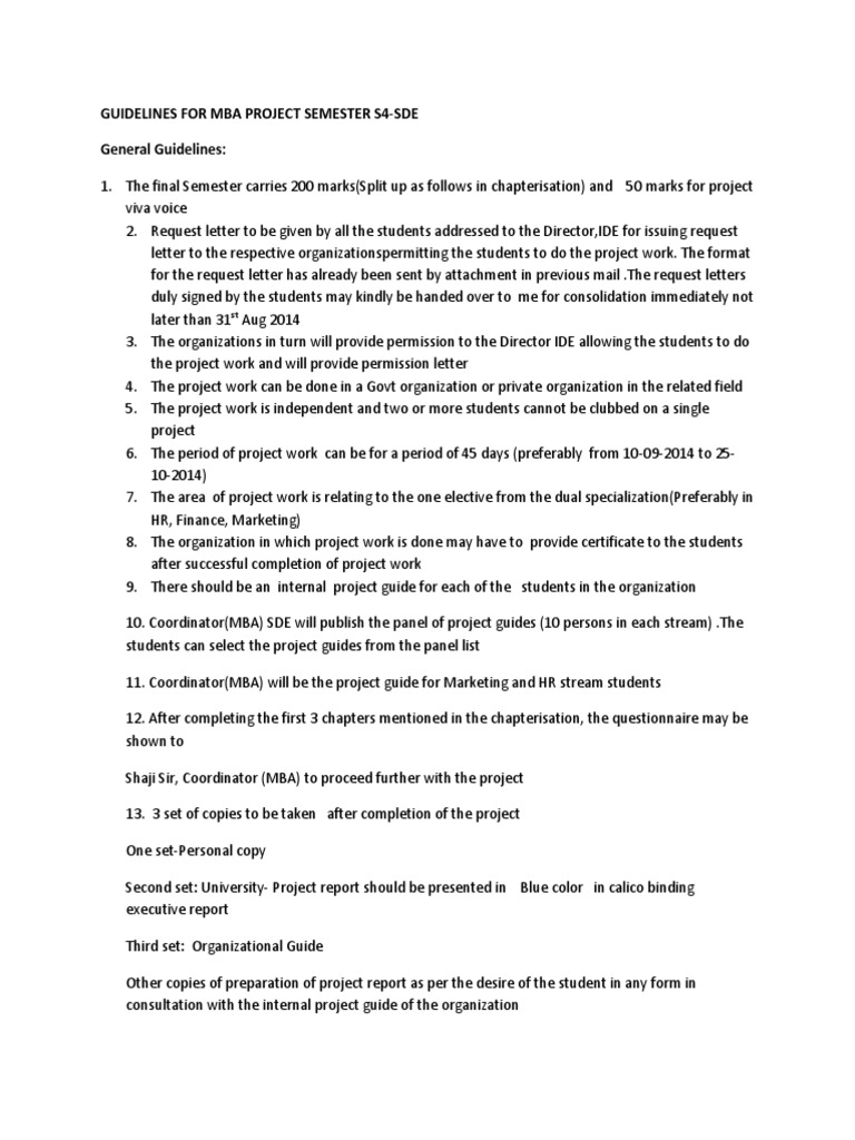 MBA Project Guidelines Approved | PDF | Sampling (Statistics ...