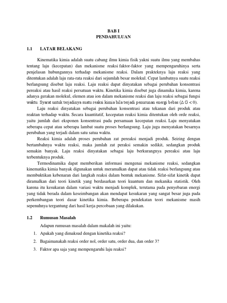 Kinetika Reaksi Homogen.. | PDF | Metode & Bahan Ajar | Teknologi ...