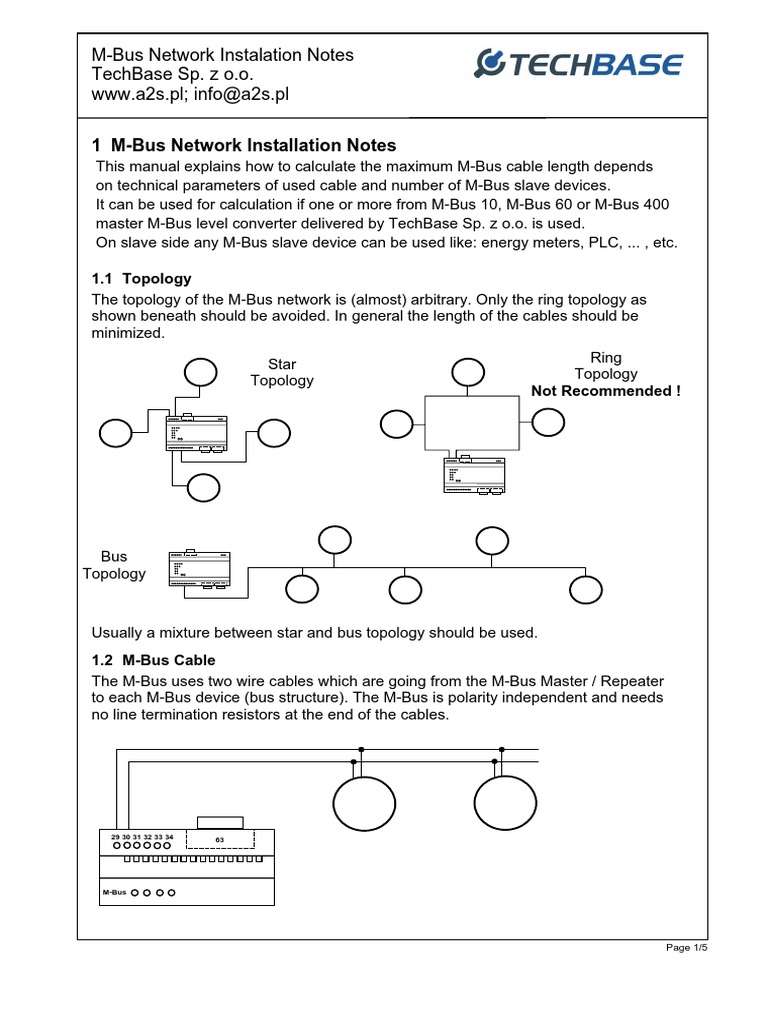 1 M-Bus Network Installation Notes: M-Bus Network Instalation Notes ...