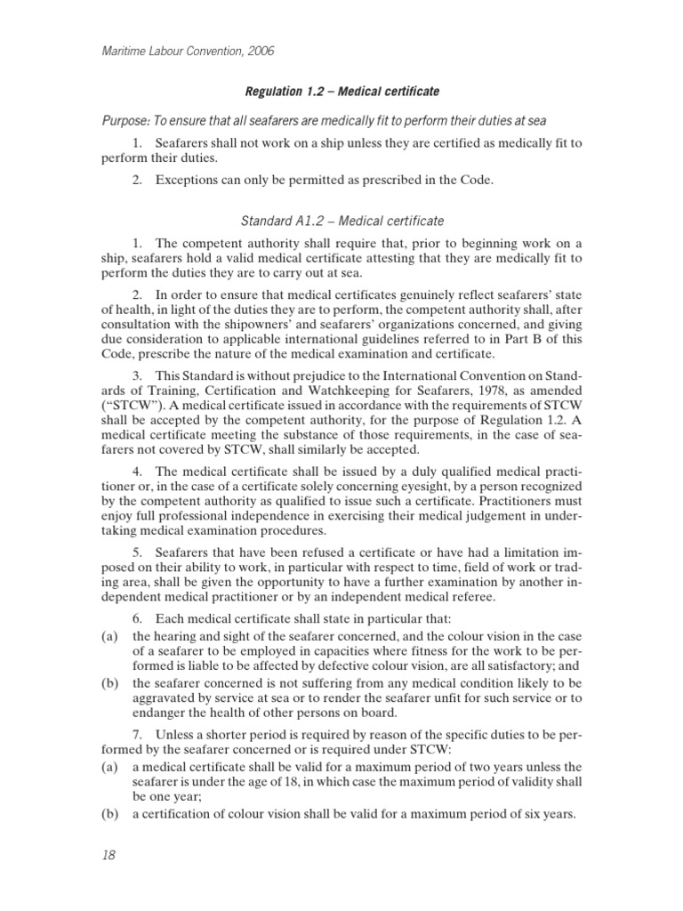 MLC 2006 Reg 1.2 | PDF | International Labour Organization | Sailor