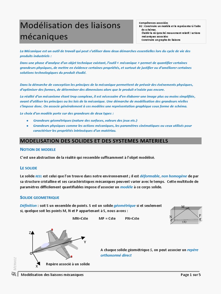 Modelisation Des Liaisons Mecaniques | PDF | Modèle mathématique | Mécanique