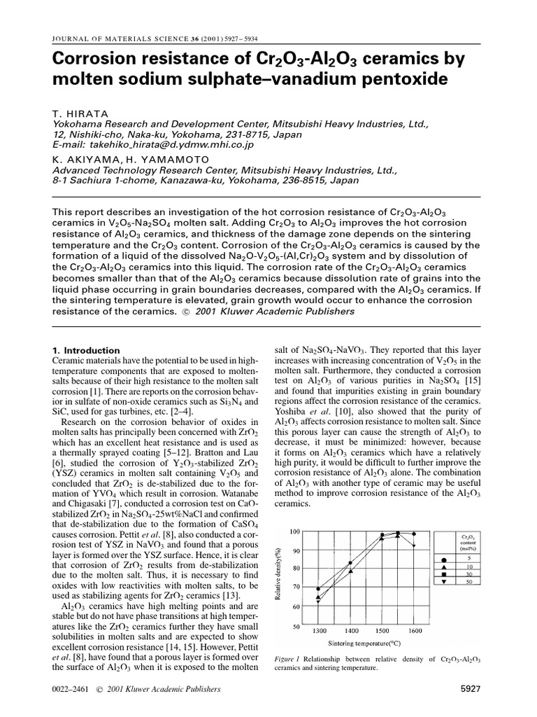 Hot Corrosion Ceramics | PDF | Sintering | Corrosion