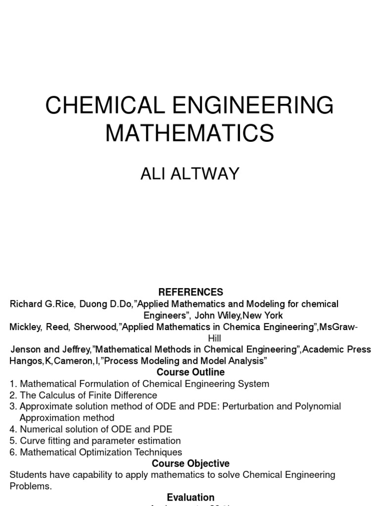 Chemical Engineering Mathematics: Ali Altway | PDF | Perturbation ...