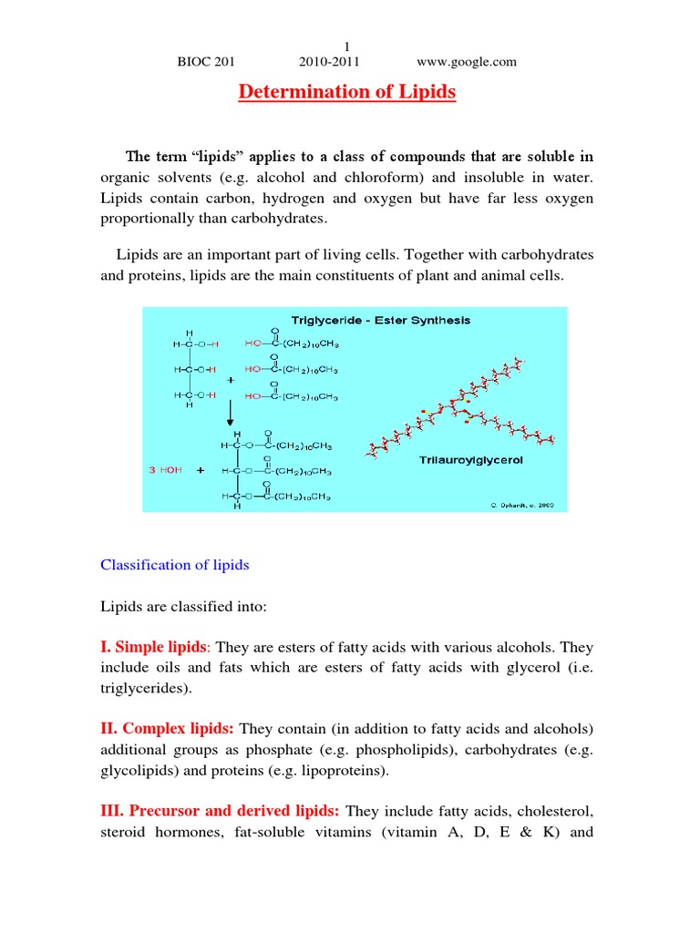 Determination of Lipids-2 | PDF | Lipid | Lipoprotein
