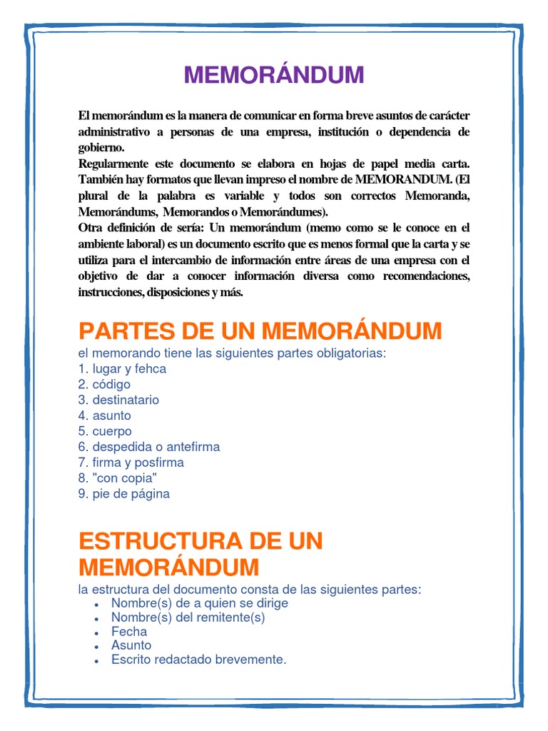 El Memorandum y Sus Partes | PDF