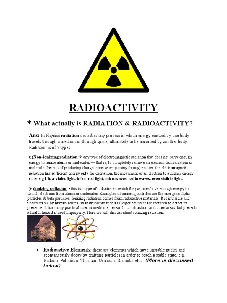 Radioactivity: What Actually Is RADIATION & RADIOACTIVITY? | PDF ...