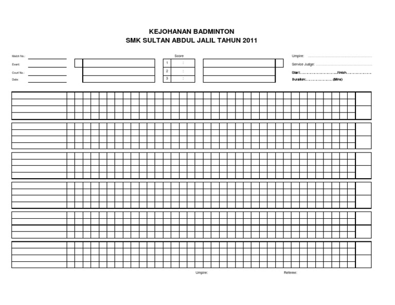 Score Sheet Badminton | PDF