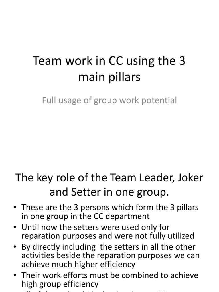 Enhancing CC Team Efficiency with 3 Pillars | PDF | Computers
