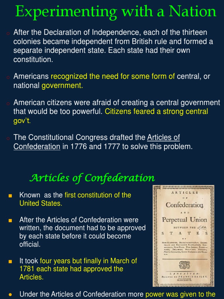 Overview of the Articles of Confederation | PDF | The United States ...