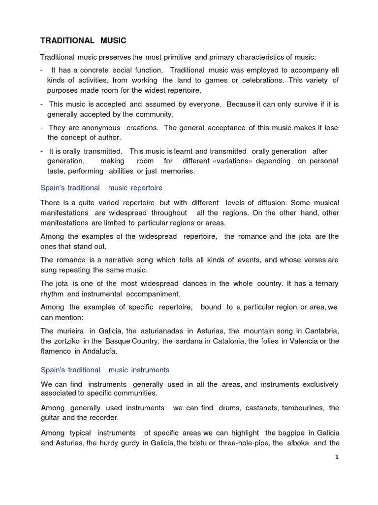 Spain's Traditional Music Repertoire | PDF | Folk Music | Southern ...