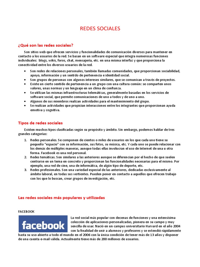 Definición y Tipos de Redes Sociales | PDF | Servicio de redes sociales ...