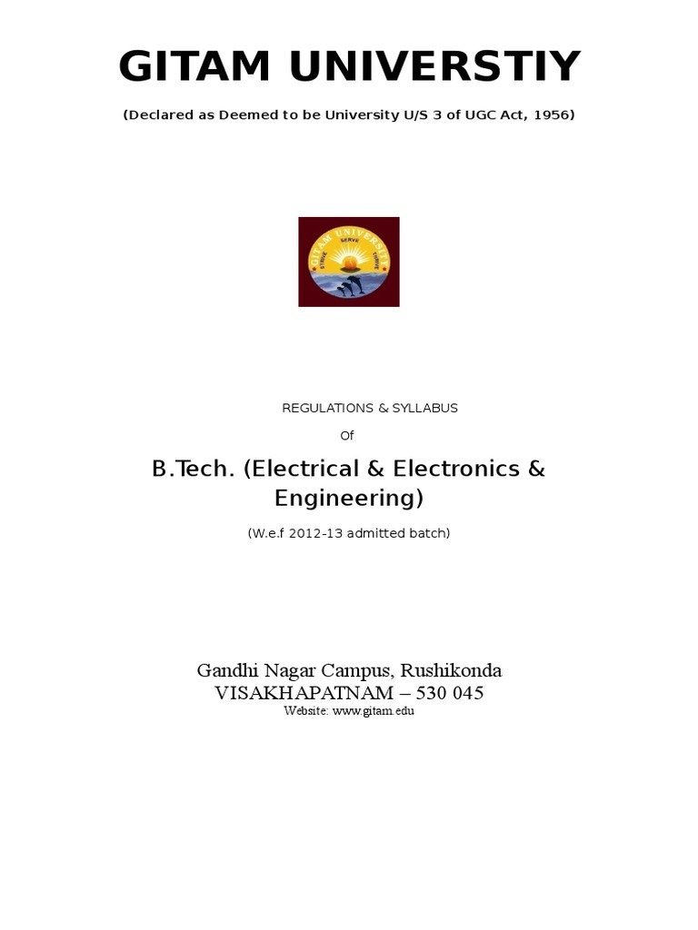 B.tech (EEE) Syllabus For 2012-13 Admitted Batch | PDF | Transistor ...
