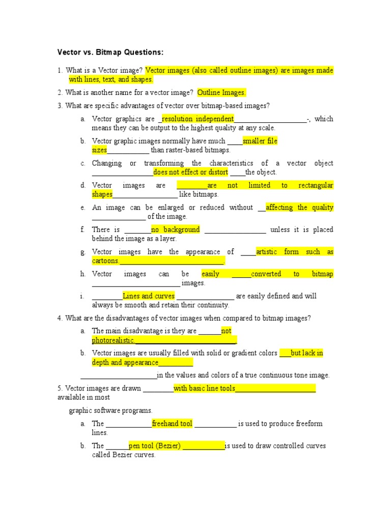 Vector Vs Bitmap Questions | PDF | Image Resolution | Pixel