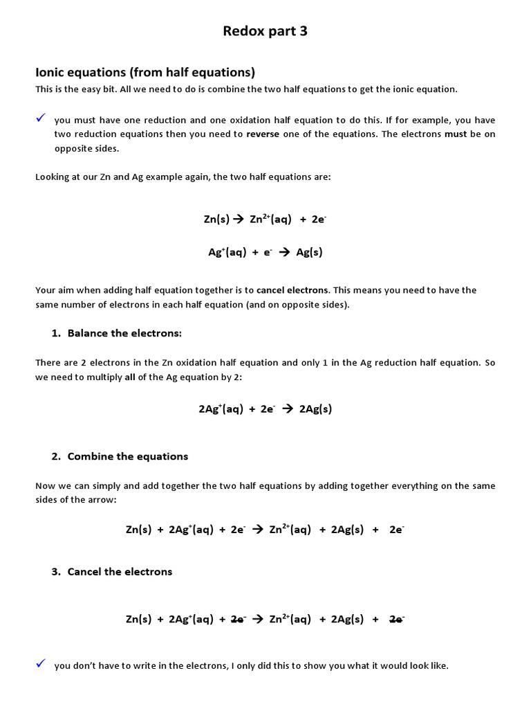 Redox Part 3 (Ionic Equations Again) Edexcel | PDF | Redox | Chemical ...