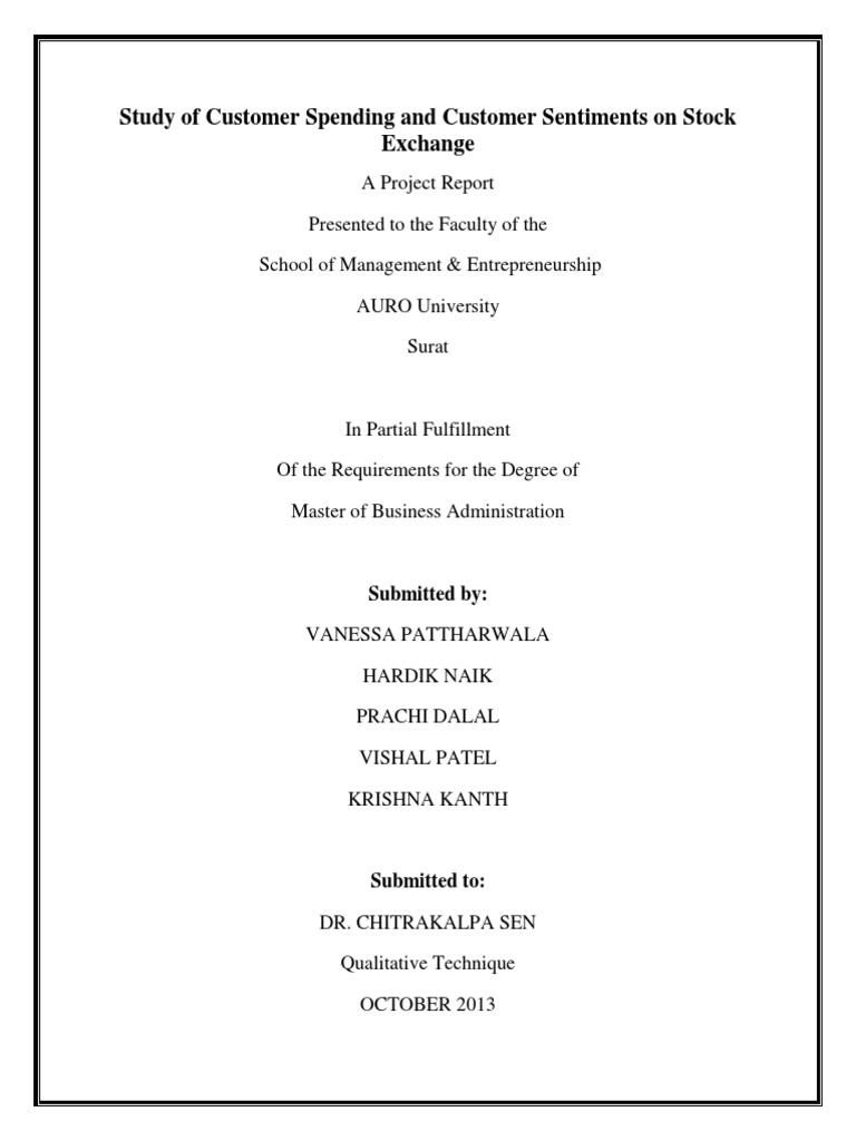 Study of Customer Spending and Customer Sentiments On Stock Exchange ...