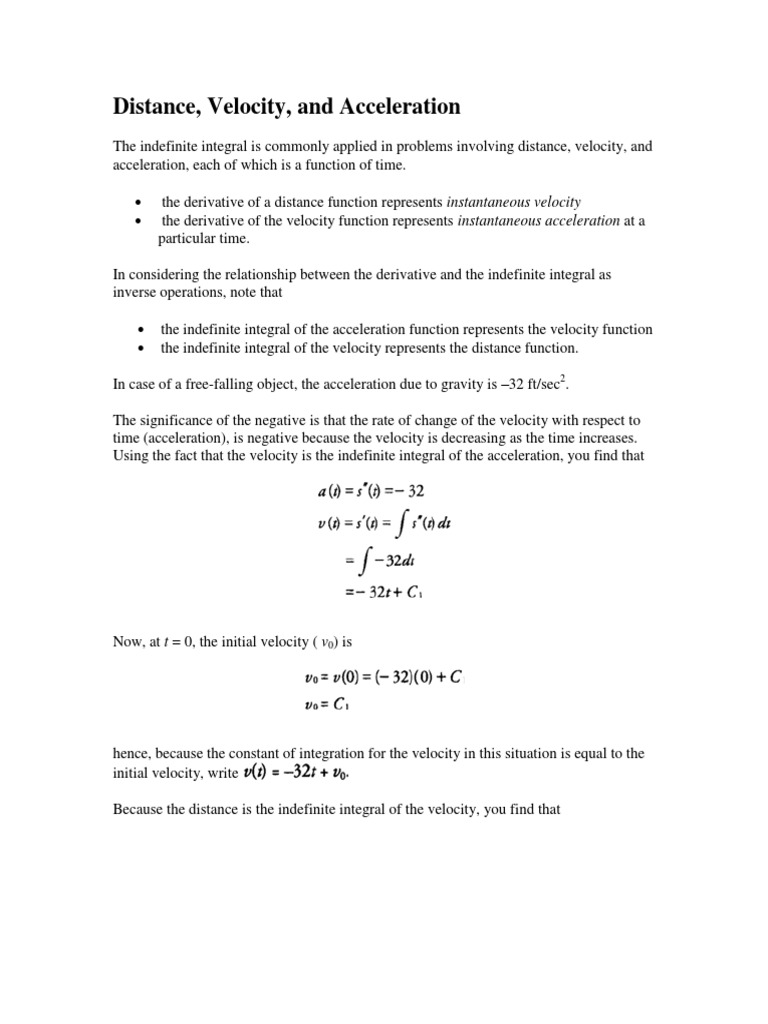Distance, Velocity, and Acceleration | PDF