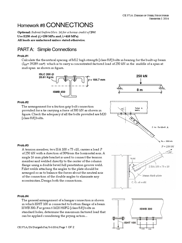 Connections: Homework #8 | PDF | Column | Beam (Structure)
