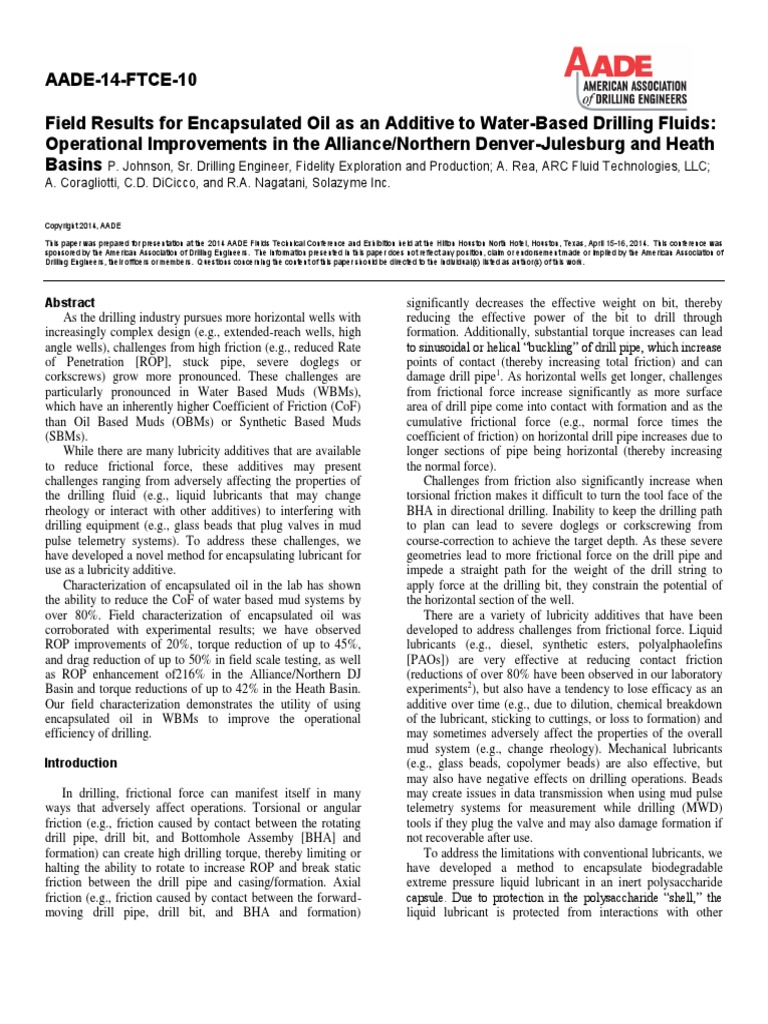 Torque Reduction Fluid Additives | PDF | Friction | Lubricant