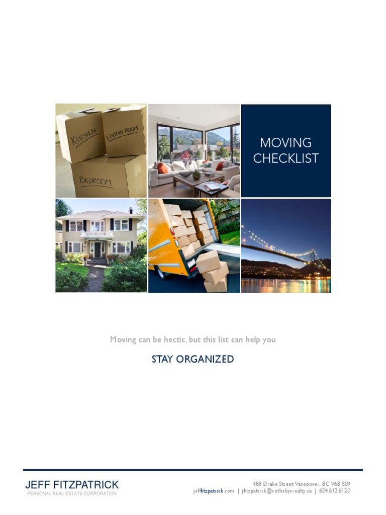 Moving Checklist: Jeff Fitzpatrick | PDF | Business