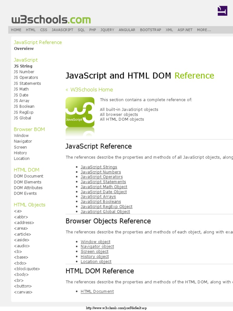 Javascript and HTML Dom Referencejavascript String Reference | PDF ...