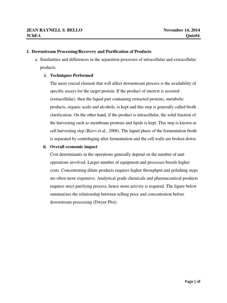 Downstream Processing Reports | Download Free PDF | Chemical ...